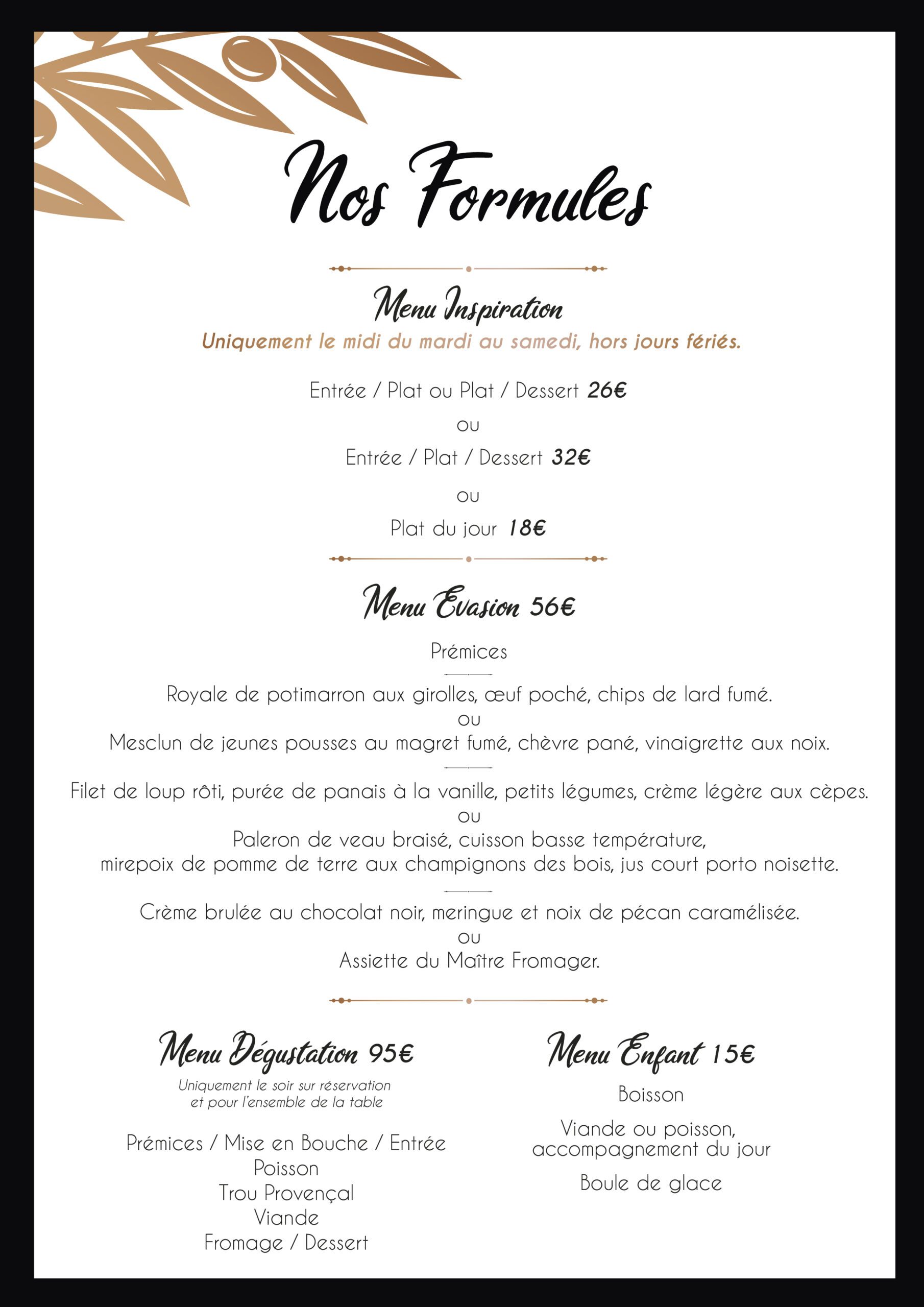 Notre carte | Le Moulin des Sens